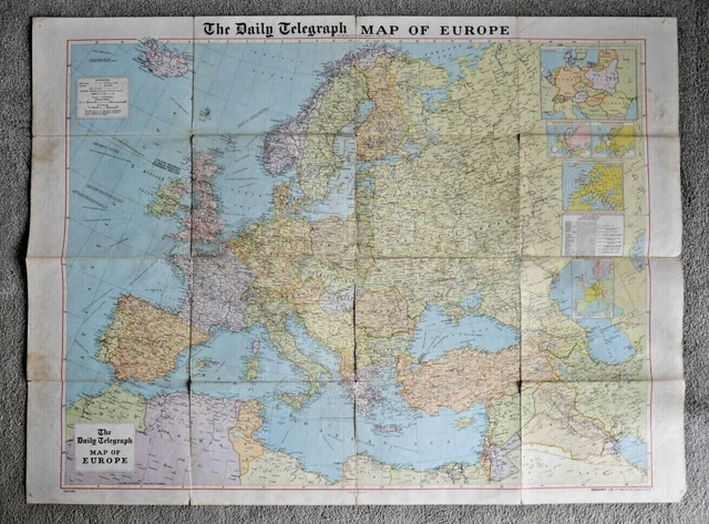 THE DAILY TELEGRAPH MAP OF EUROPE 1960's GEOGRAPHIA RARE LARGE 101cm X ...