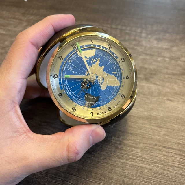 VINTAGE BULOVA WORLD Time Travel Alarm Clock Read Description £14.55 ...
