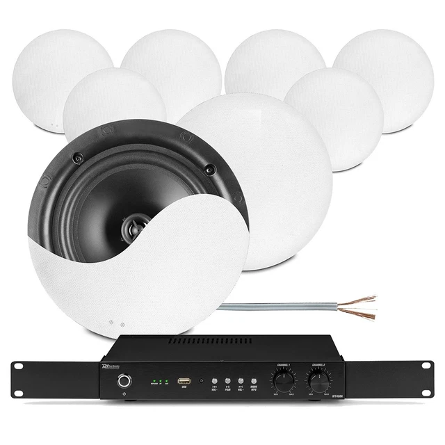 2-ZONE MULTI ROOM Bluetooth Ceiling Speaker System with 8x NCSS 6 ...