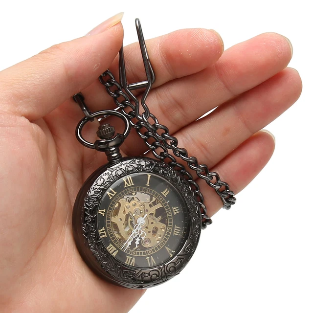 MECHANICAL POCKET WATCH Vintage Double Case Watch Hand Wind Skeleton ...