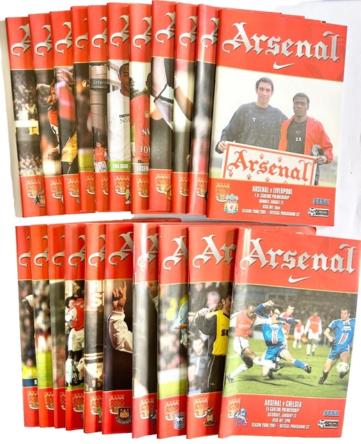 21 X ARSENAL Home Programme from the 2000/2001 Season - All Pictured ...