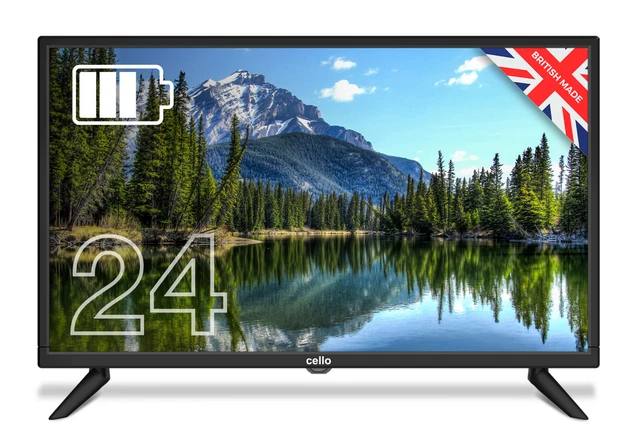 24& INCH LED Tv Built In Battery & Mains Freeview & Sat Tuner Portable ...