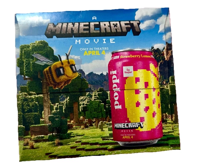 A MINECRAFT MOVIE Poppi Bee Prebiotic Soda Cherry Limeade 4pk Cans, 12 ...