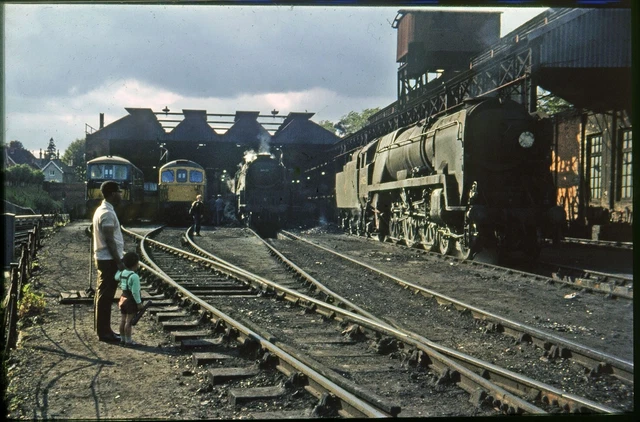 ORIGINAL RAILWAY COLOUR Slide Bournemouth Shed WCs 34025 Whimple 34033 ...