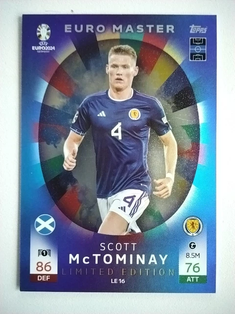 TOPPS UEFA EURO 2024 Match Attax LE16 édition limitée Scott McTominay ...