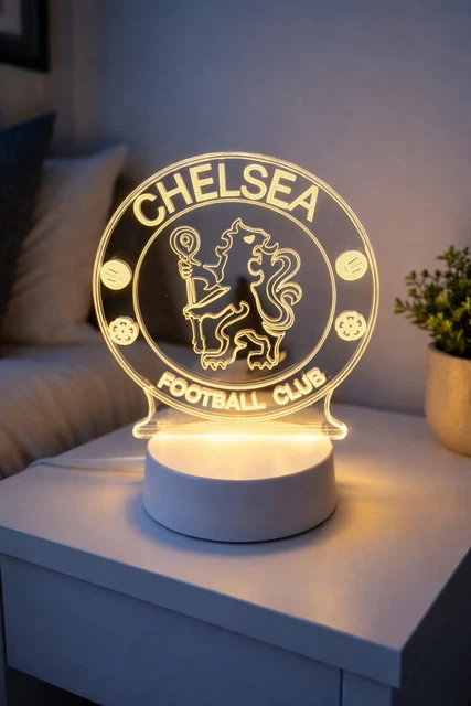 FOOTBALL CLUB STYLE 3D LED Night Light – Chelsea Theme Fan Decor £12.66 ...