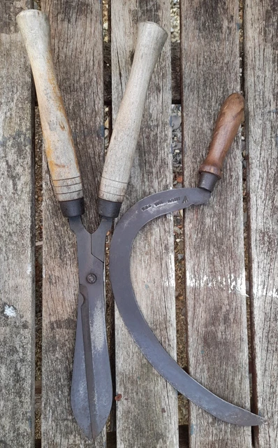VINTAGE W GILPIN Garden Shears Sickle Scythe hedge cutters military TV ...