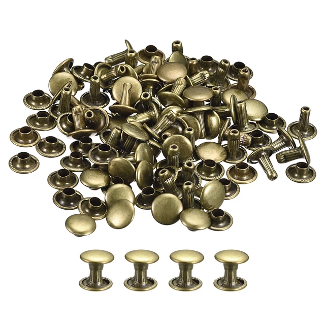 50 SETS LEATHER Rivets, 8mm Double Cap Rivets 8mm Height, Bronze Tone ...
