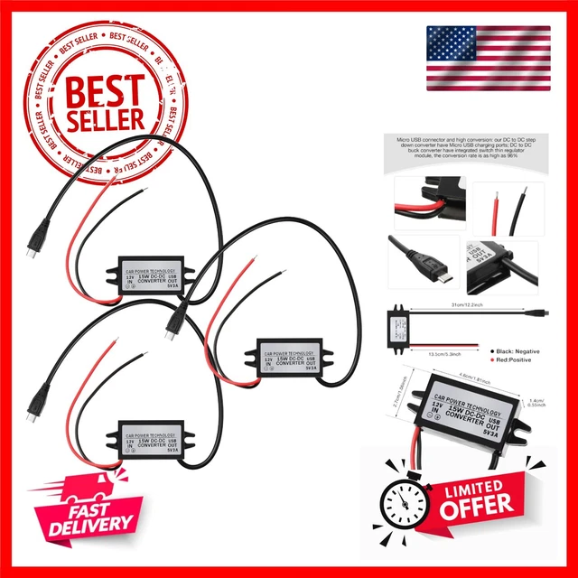 DC-DC BUCK CONVERTER Module 12V to 5V Micro USB Power Adapter ...