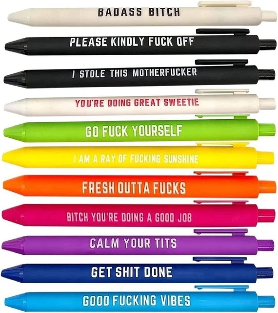 11PCS FUNNY PENS, Describing Mentality Daily Pen Set, Retractable Pure ...