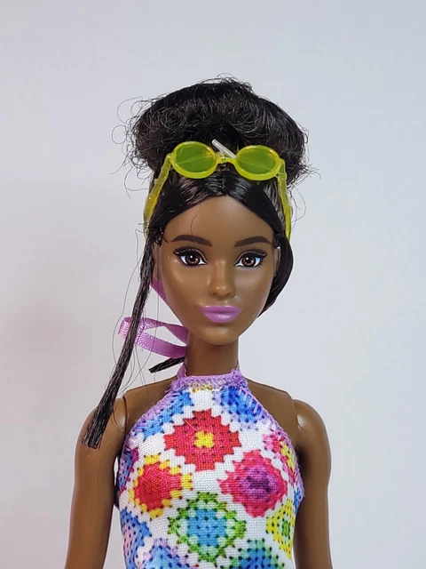BARBIE FASHIONISTAS DOLL with a bun & crochet halter dress #210 MATTEL ...