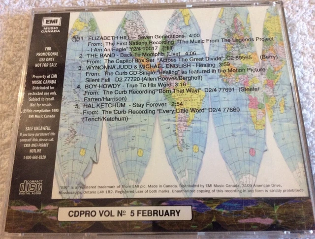 CDPRO #5 FEB 1995 - EMI Music Canada Promo CD 5 songs The Band Wynonna ...