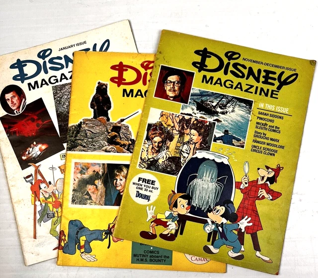 DISNEY MAGAZINE 1976 3 Issues Cartoons History Stories Travel Vintage ...