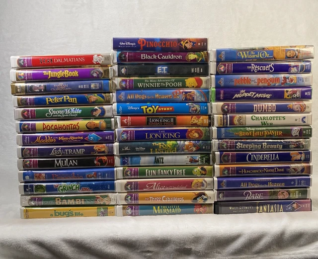DISNEY MOVIES ANIMATED VHS LOT of 40 - 28 are Disney plus other ...