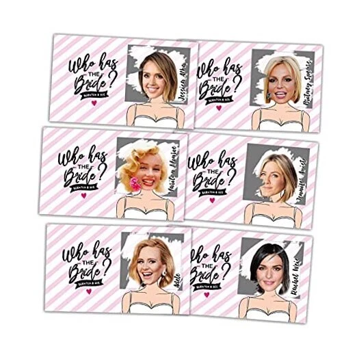 BRIDAL SHOWER GAMES - Who Has The Bride Scratch Off Celebrity Cards, £ ...