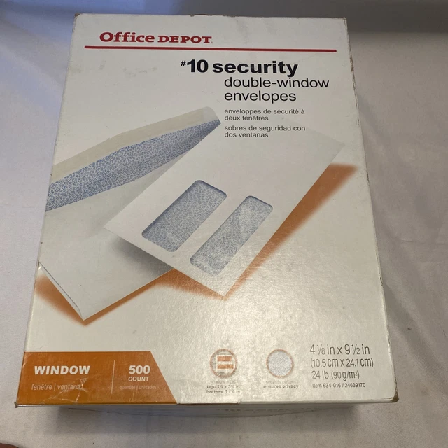 DOUBLE WINDOW PRIVACY ENVELOPES 500 Ct - NO 10 OFFICE DEPOT 634-016 ...