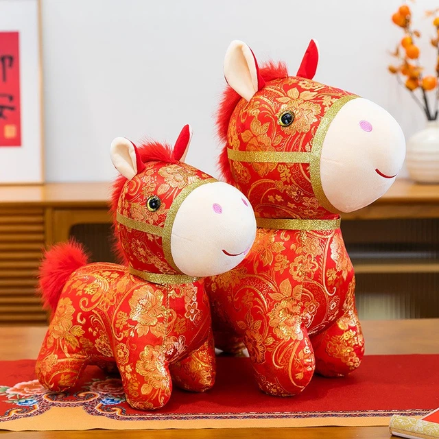 TRADITIONAL CHINESE NEW Year Red Horse Plush Toy With Pp Cotton Fill ...