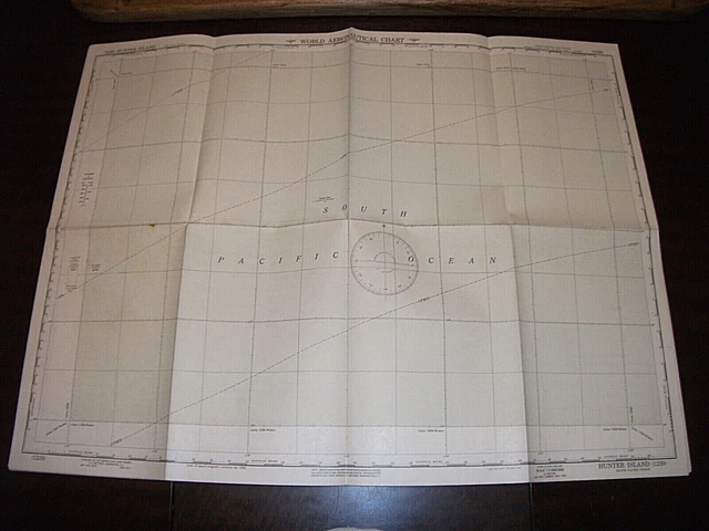 WORLD AERONAUTICAL CHART. Hunter Island. South Pacific. 1950 Original ...