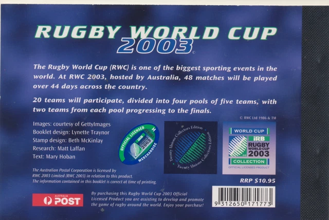 AUSTRALIAN STAMPS - 2003 Rugy World Cup - Booklet $16.00 - PicClick AU