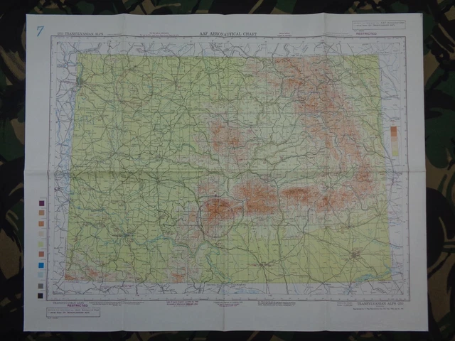 WW2 USAAF &RESTRICTED& map of the "TRANSYLVANIAN ALPS" (BUCHAREST ...
