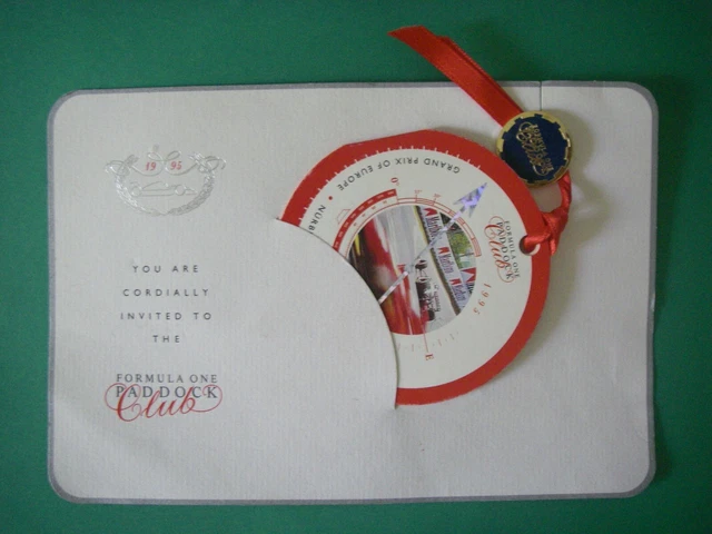 1995 VÉRITABLE INVITATION FORMULE 1 F1 PADDOCK grand prix of europe ...