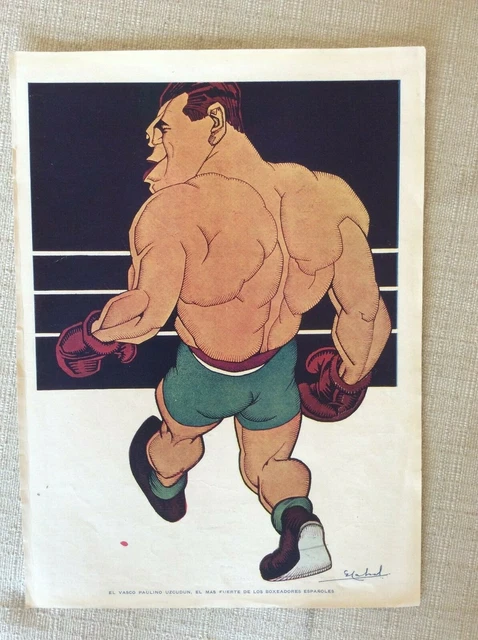 FOTO POSTER CARICATURA Anni '30 Boxe Pugilato Paulino Uzcudun Rivista ...