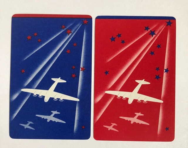 VINTAGE FIGHTER PLANE Aircraft Stars Flight Retro Art Deco Swap Playing ...