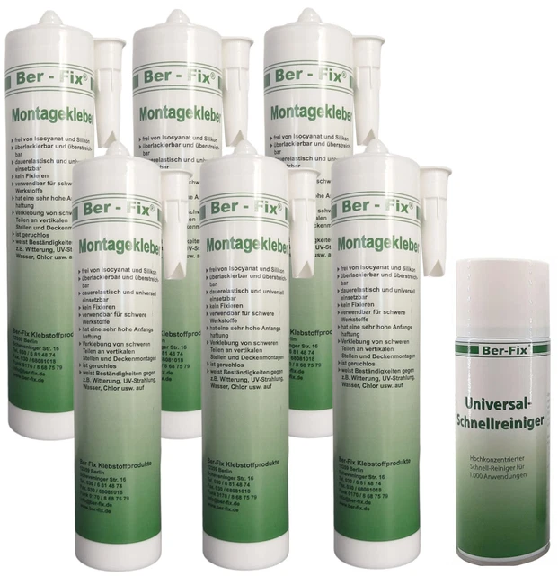 BER-FIX BF3000 6X Montagekleber extra stark mit sofortiger Haftung Baukleber Mon EUR 75,00 ...