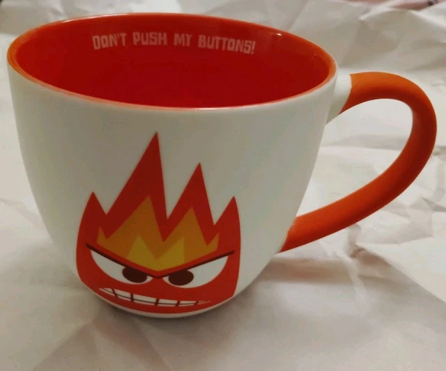 DISNEY PIXAR INSIDE Out 2 Anger "Don't Push My Buttons" 16 oz mug Zrike ...