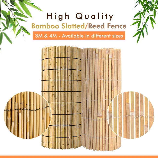 NATURAL BAMBOO SCREENING Roll Fence Panel Slat Reed Fencing Outdoor ...