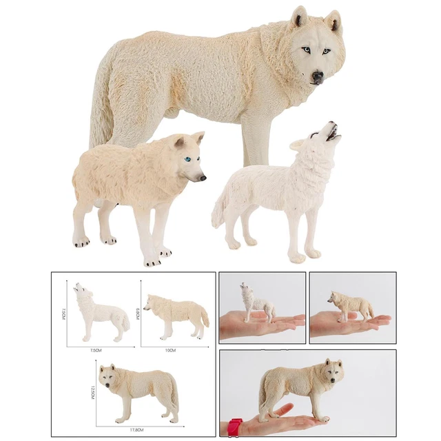 WOLF TOY FIGURINES Set Wolf Animals Figures Set of 3pcs Free Standing ...