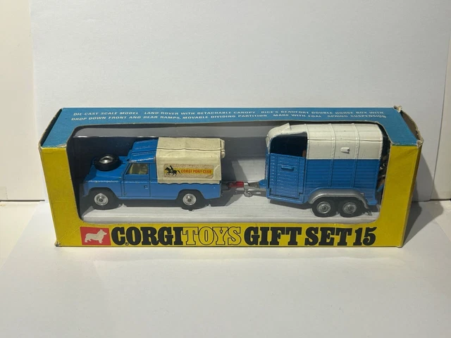 CORGI TOYS GIFT set 15 Landrover and Horse Box, Original, Boxed ...