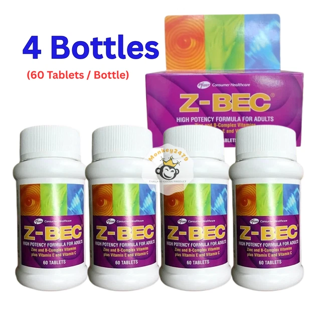 4 BOTTLES Z-BEC Multivitamins High Potency Formula For Adults 60 ...