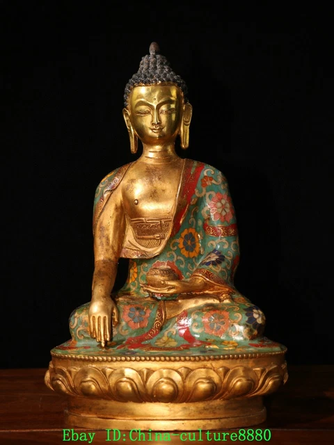 STATUE DE BOUDDHA Amida Shakyamuni en cuivre pur émail cloisonné doré EUR 438,00 - PicClick FR