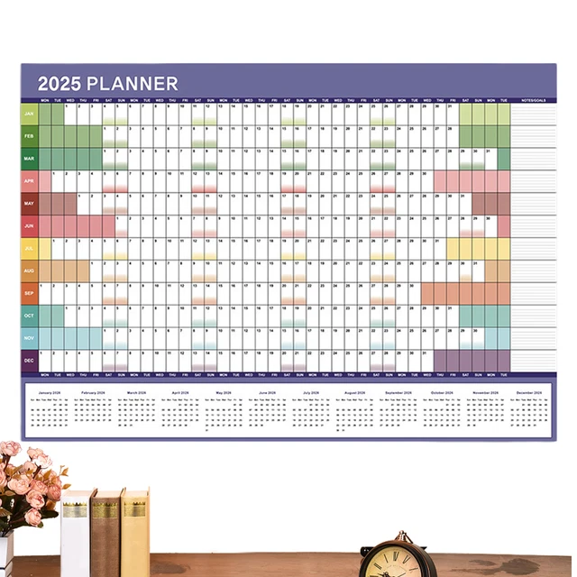 2025 FULL YEAR Wall Planner Calendar Home Office Work Daily Calendar ...