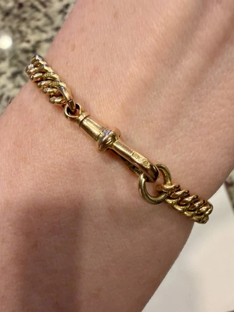 VINTAGE ANTIQUE CURB Chain 9K Gold Dog Clip Every Link Stamped £1,627. ...
