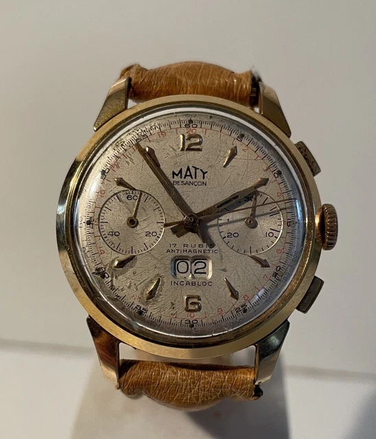 RARE MONTRE CHRONOGRAPHE Grande Date (Cal. Venus 211 /210) MATY ...