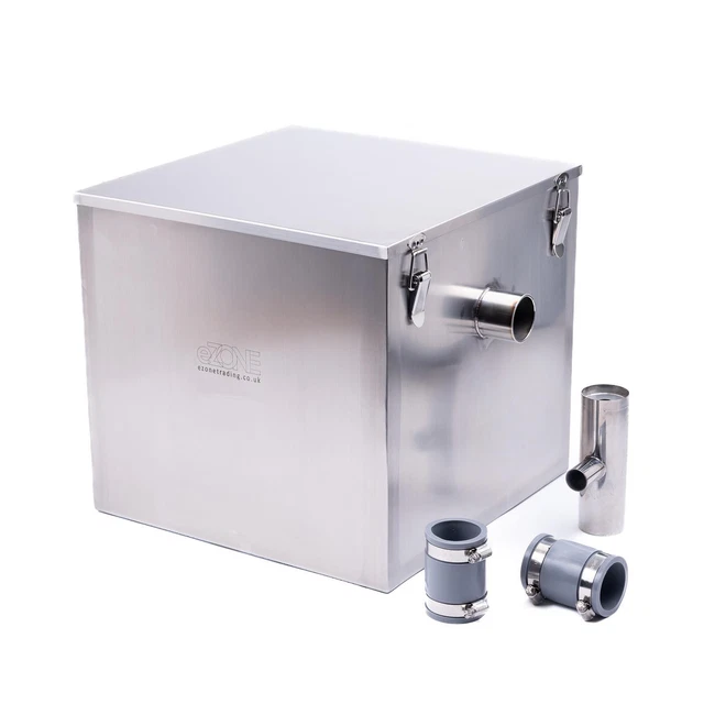 COMMERCIAL GREASE TRAP 33 Litre Catering Waste Fat Oil Filter Stainless ...