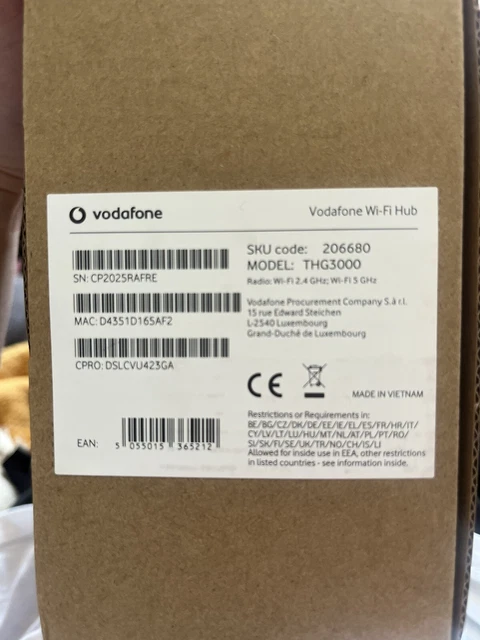 VODAFONE THG3000 FIBRE WiFi Dual Band Broadband Modem Router £8.15 ...