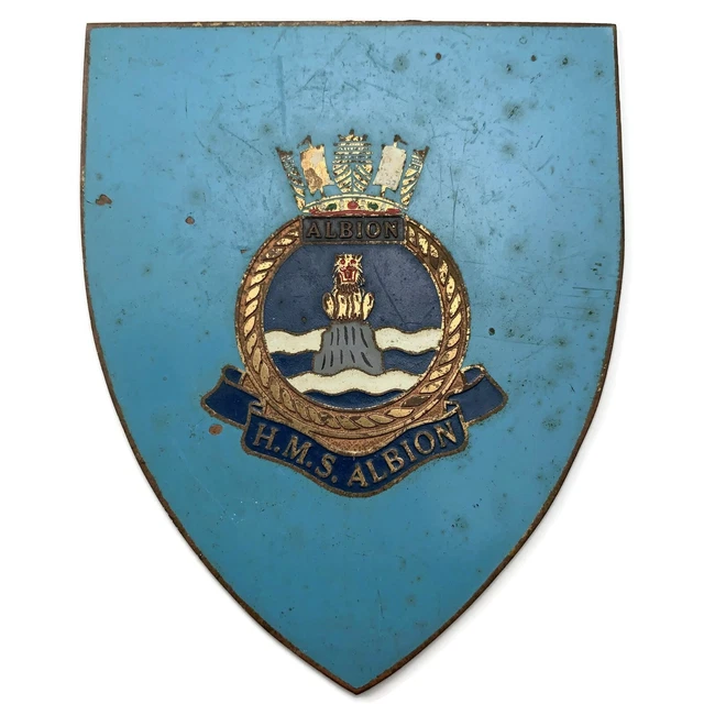 HMS ALBION ROYAL Navy Aircraft Carrier Naval Veterans Plaque Shield ...