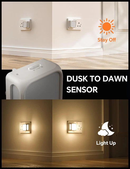 NIGHT LIGHT PLUG in Wall, with Dusk to Dawn Photocell Sensor, 3000K ...