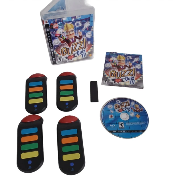 BUZZ QUIZ TV PS3 Buzzer Controller USB Dongle Sony PlayStation 3 Bundle ...