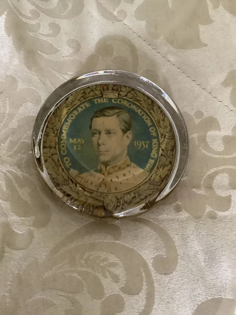 COMMEMORATIVE KING EDWARD V111 Coronation 12.5.37 Glass Paperweight ...
