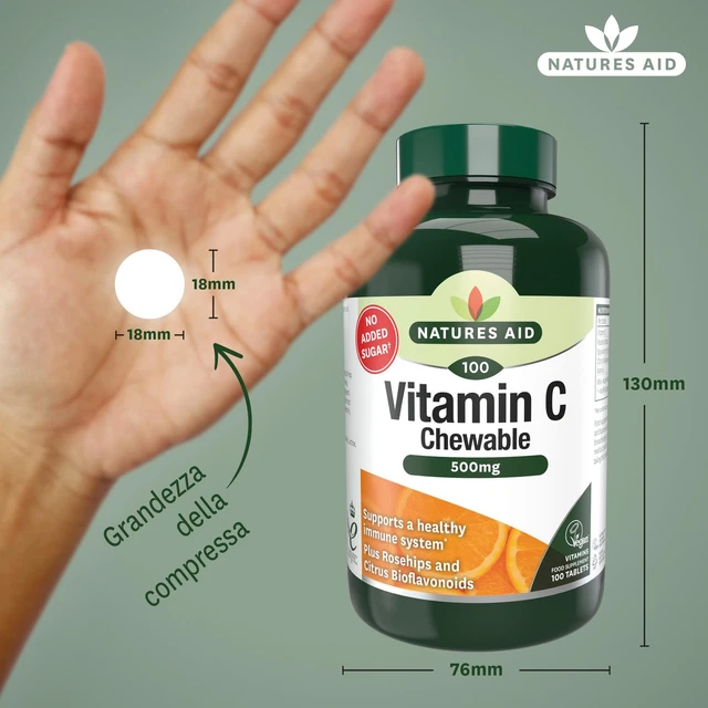 NATURES AID VITAMIN C 500mg 100 Chewable Tablets – 100 count (Pack of 1 ...
