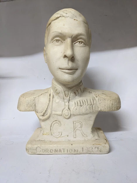 RARE VINTAGE KING George VI Plaster Bust Coronation 1937 EUR 141,72 ...