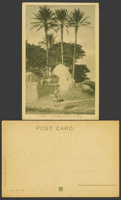 EGYPT OLD POSTCARD Cairo A Sheikh's Tomb at El Marg. Village Palm Trees ...