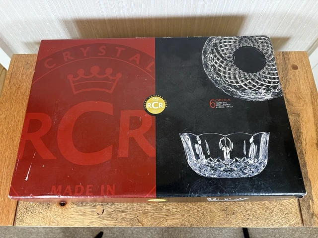 VINTAGE BOXED SET Of 6 RCR Royal Crystal Rock Opera Lead Crystal Small ...