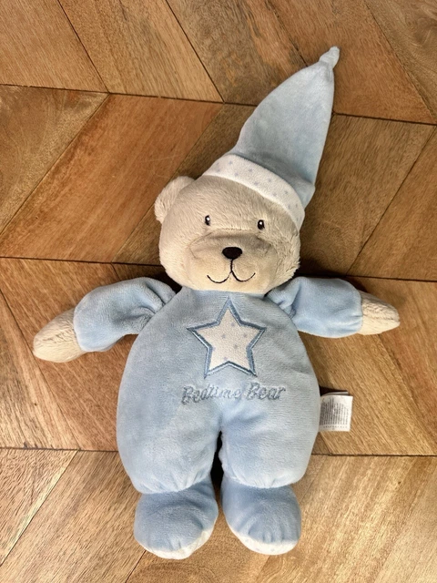 MOTHERCARE BLUE STARS My Bedtime Bear Baby Comforter Soother Soft Plush ...