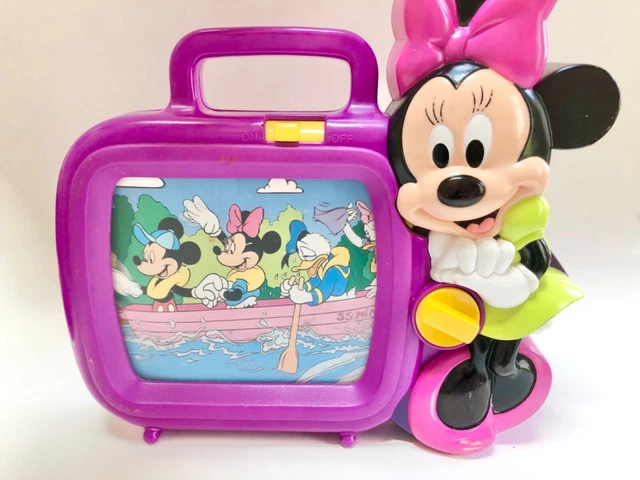 DISNEY MINNIE MOUSE Wind-Up Scrolling TV Toy Vintage Television Tested ...