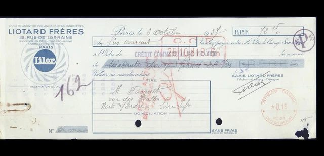 1937 LIOTARD FRERES A Paris - M. Farault A Nort Sur Erdre EUR 10,00 ...